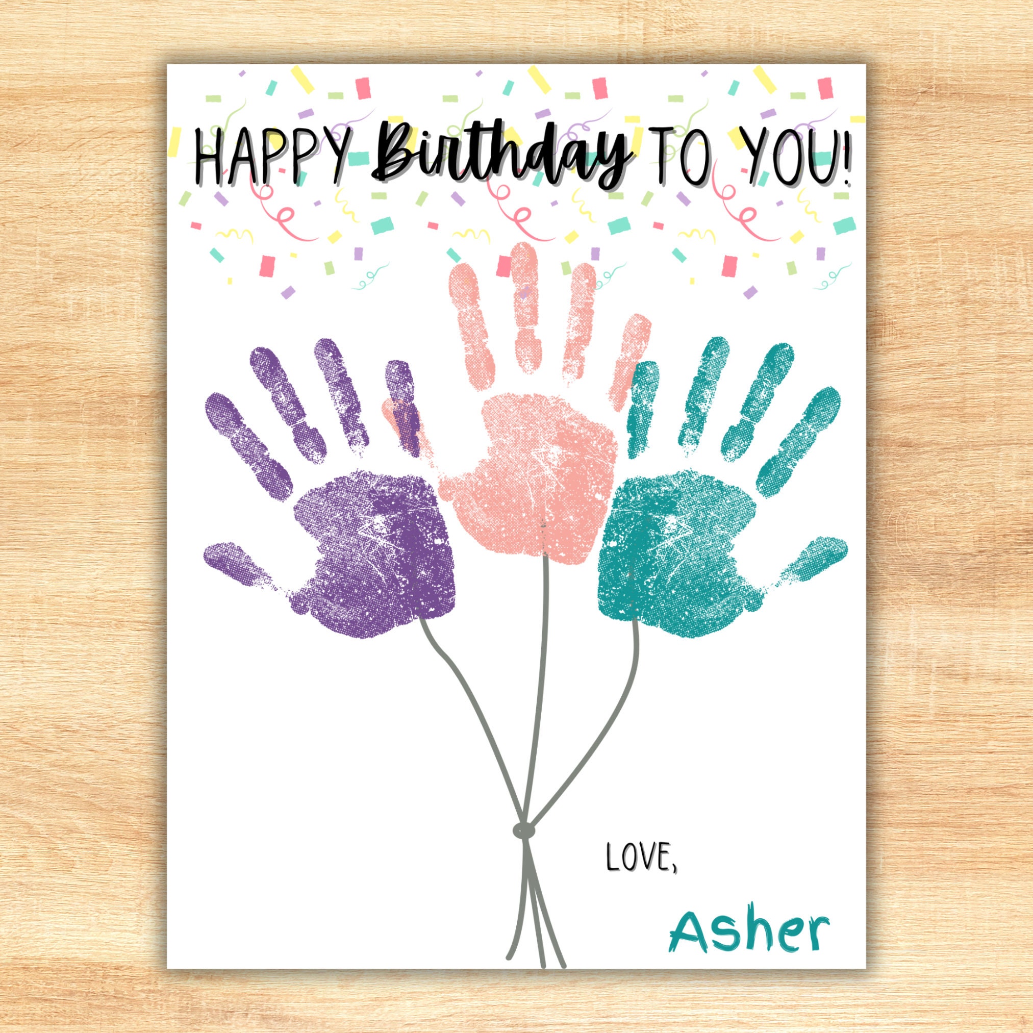 Happy Birthday Handprint Art | Custom Birthday Gift | Handprint ...