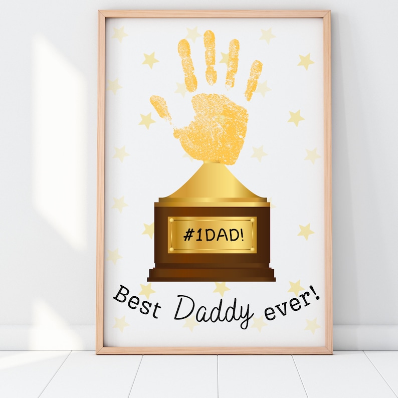 Father's Day Handprint Art | Best Dad Ever Trophy | Handprint Fathers ...