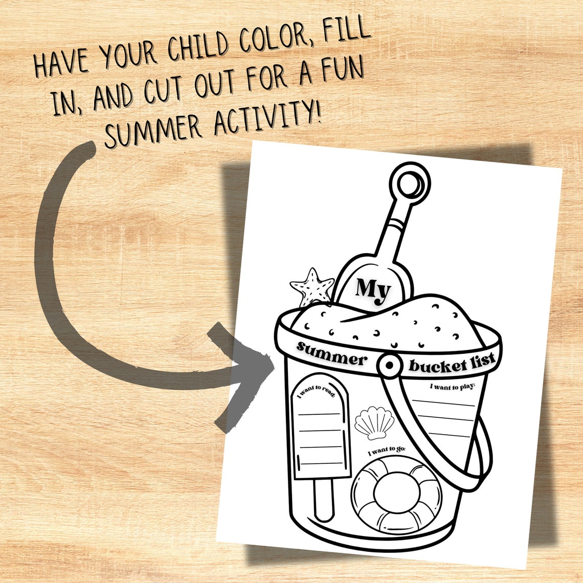 Printable Summer Bucket List | Bucket Coloring Page | Summer Printable ...