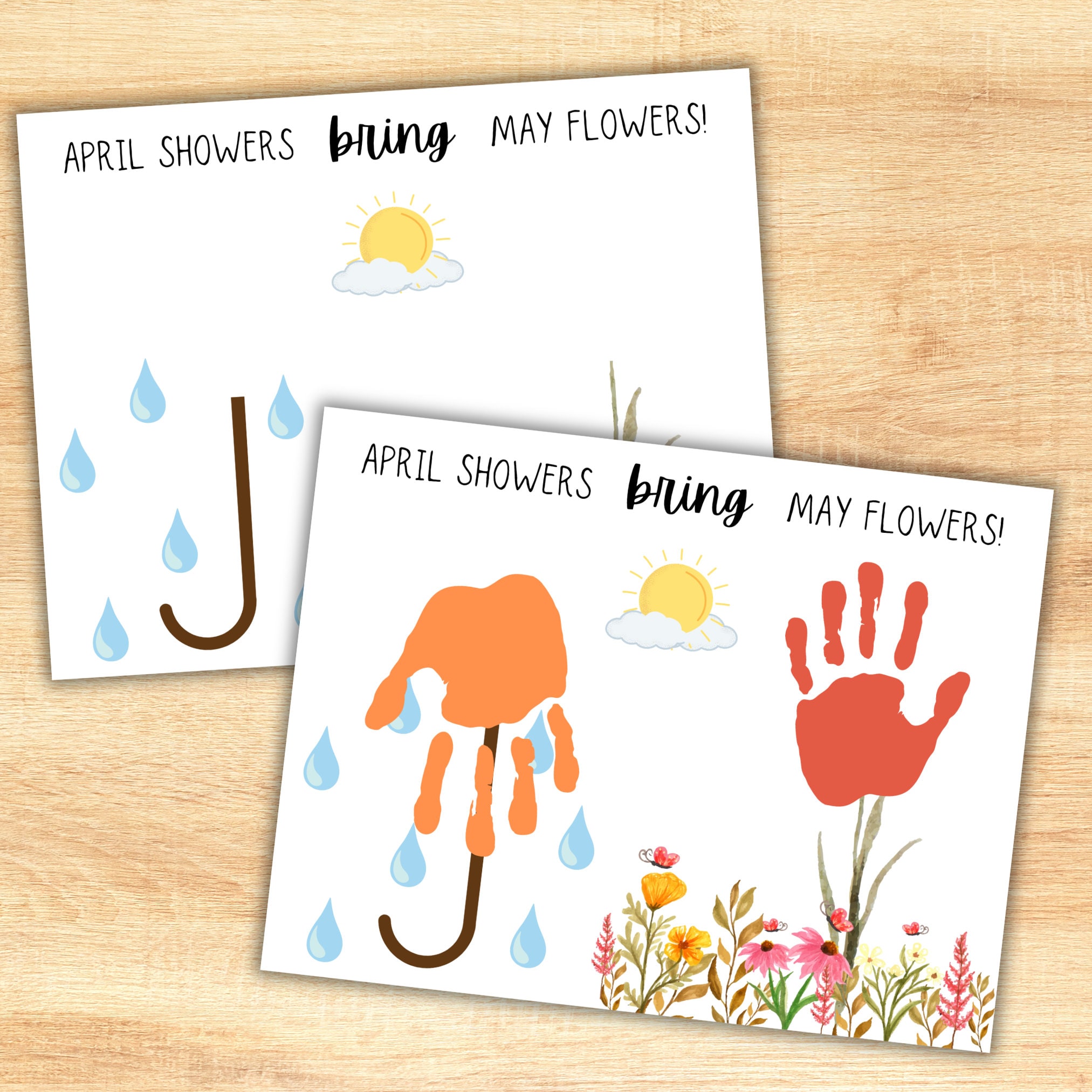 April Showers Bring May Flowers Craft | Handprint Art | Baby Handprint ...