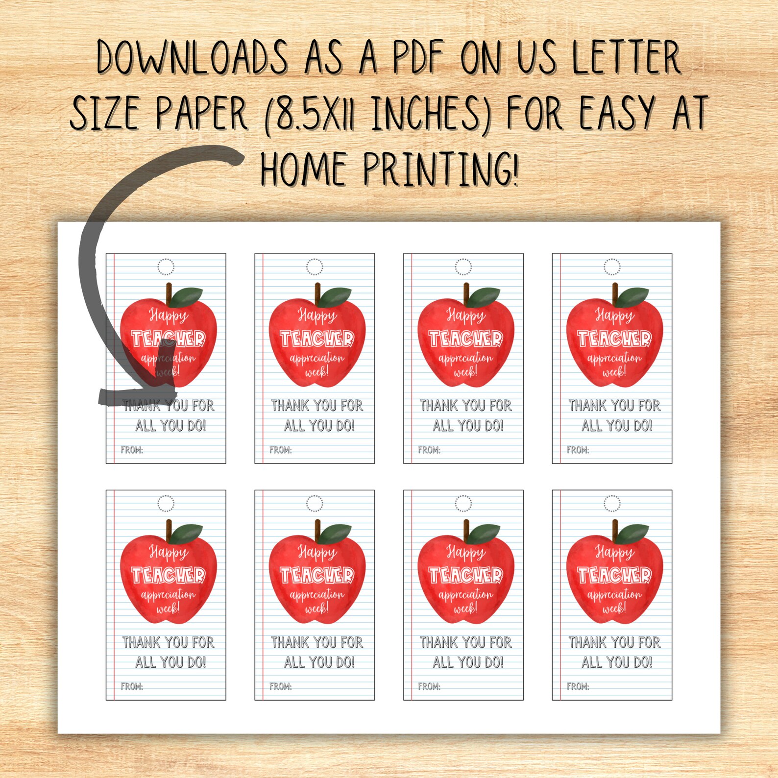 Teacher Appreciation Week Printable Gift Tags | Apple Teacher ...