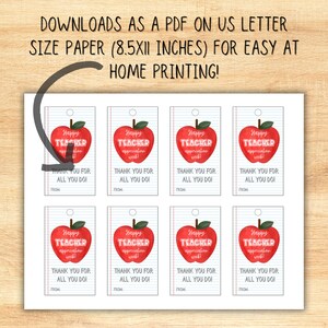 Teacher Appreciation Week Printable Gift Tags | Apple Teacher ...
