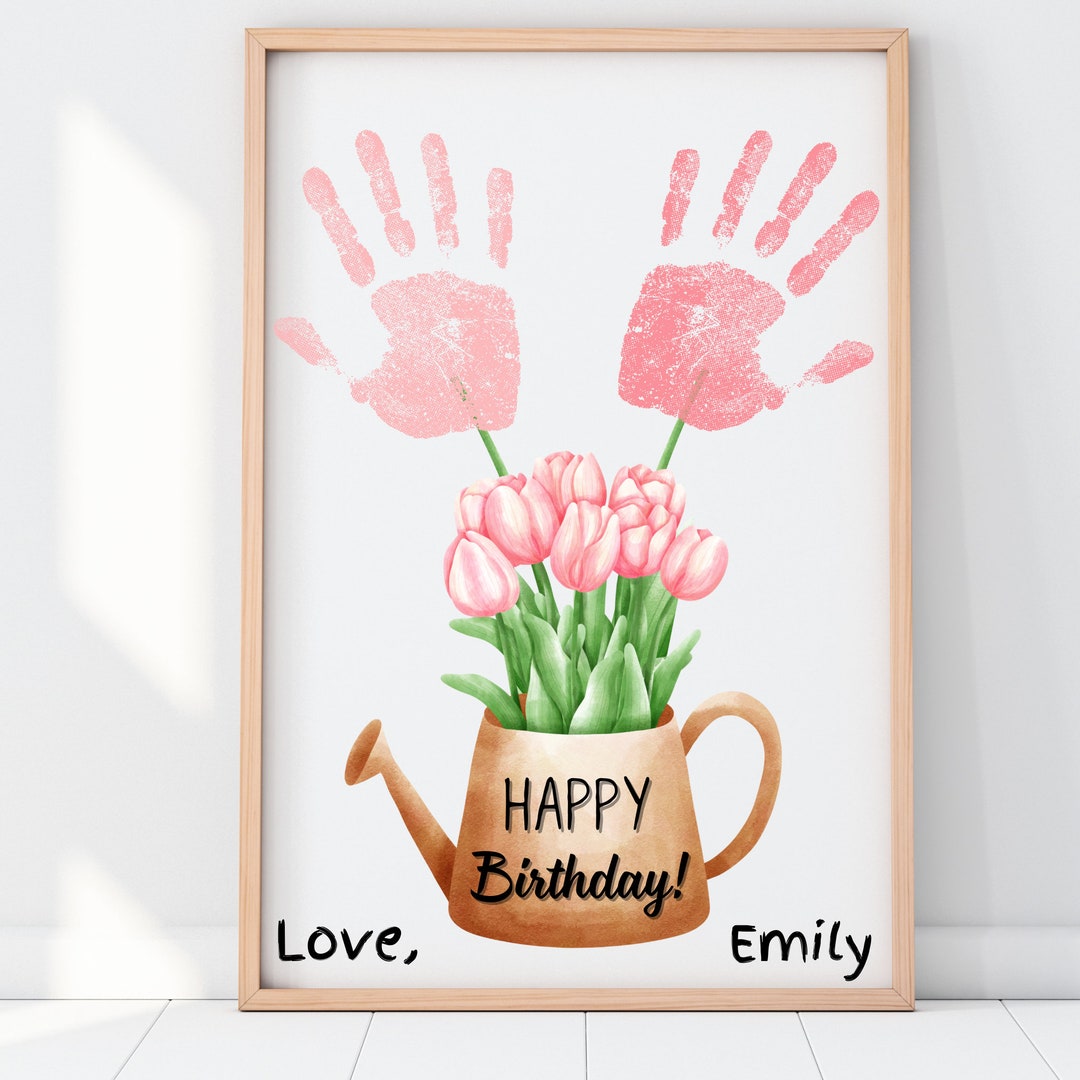Happy Birthday Handprint Art | Baby Handprint Birthday Card | Printable ...
