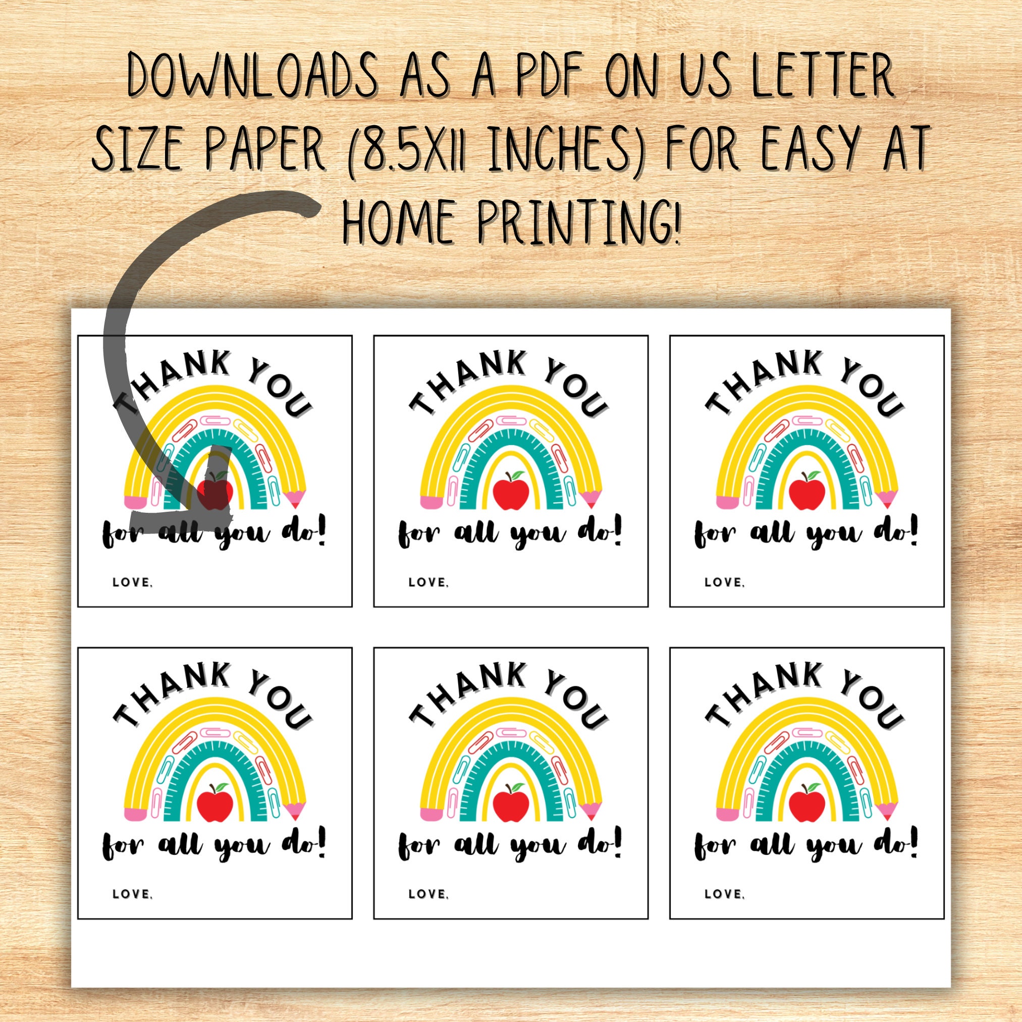 Rainbow Gift Tags | Teacher Gift, Principal Gift, PTO Thank You Tags ...