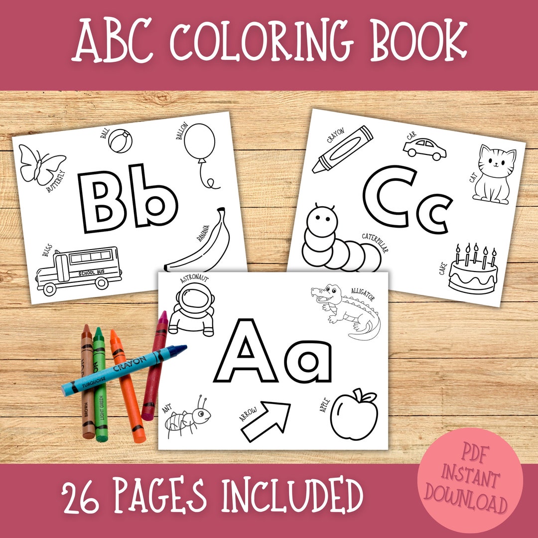 Printable Alphabet Coloring Pages | ABC Coloring Book Digital Download ...