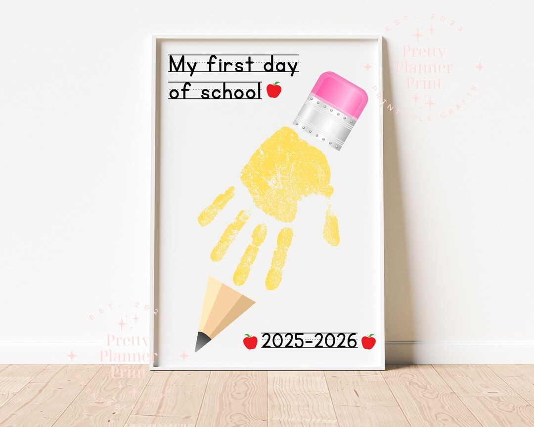 1st Day of School Sign Handprint Art | First Day of School Sign ...