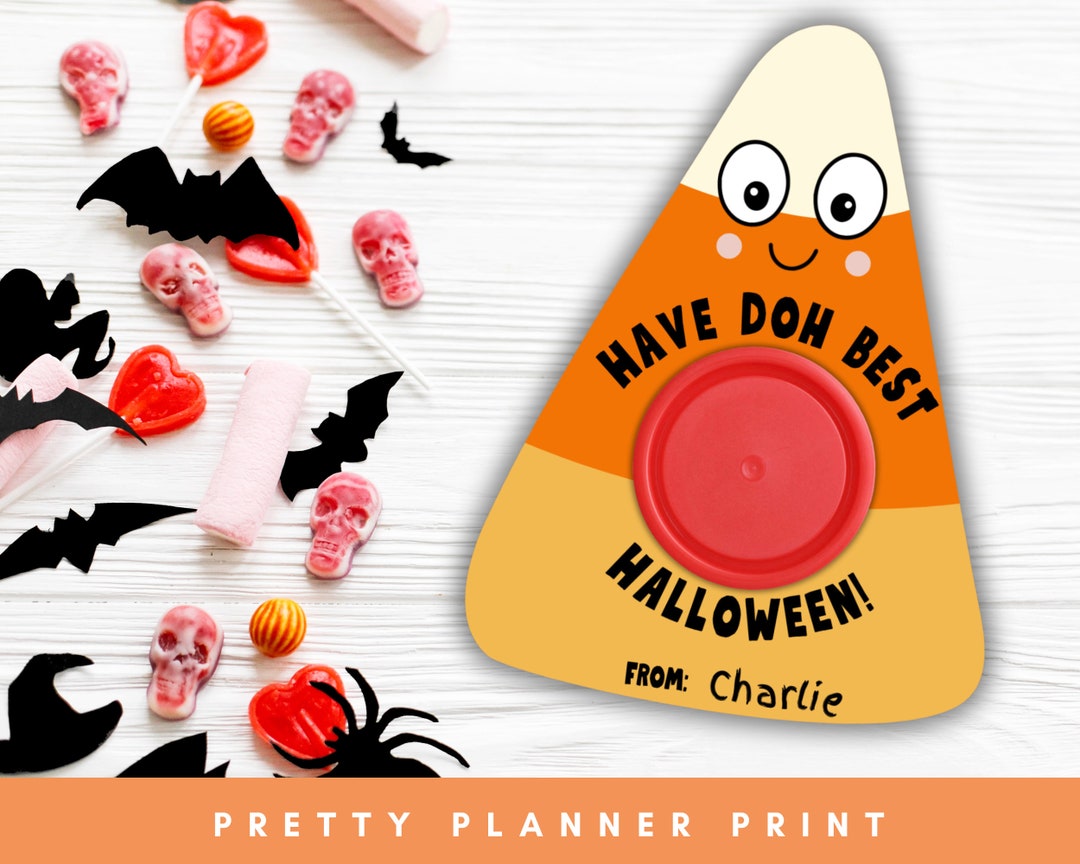 Candy Corn Halloween Playdough Tag | Halloween Gift for Kids | Play Doh ...