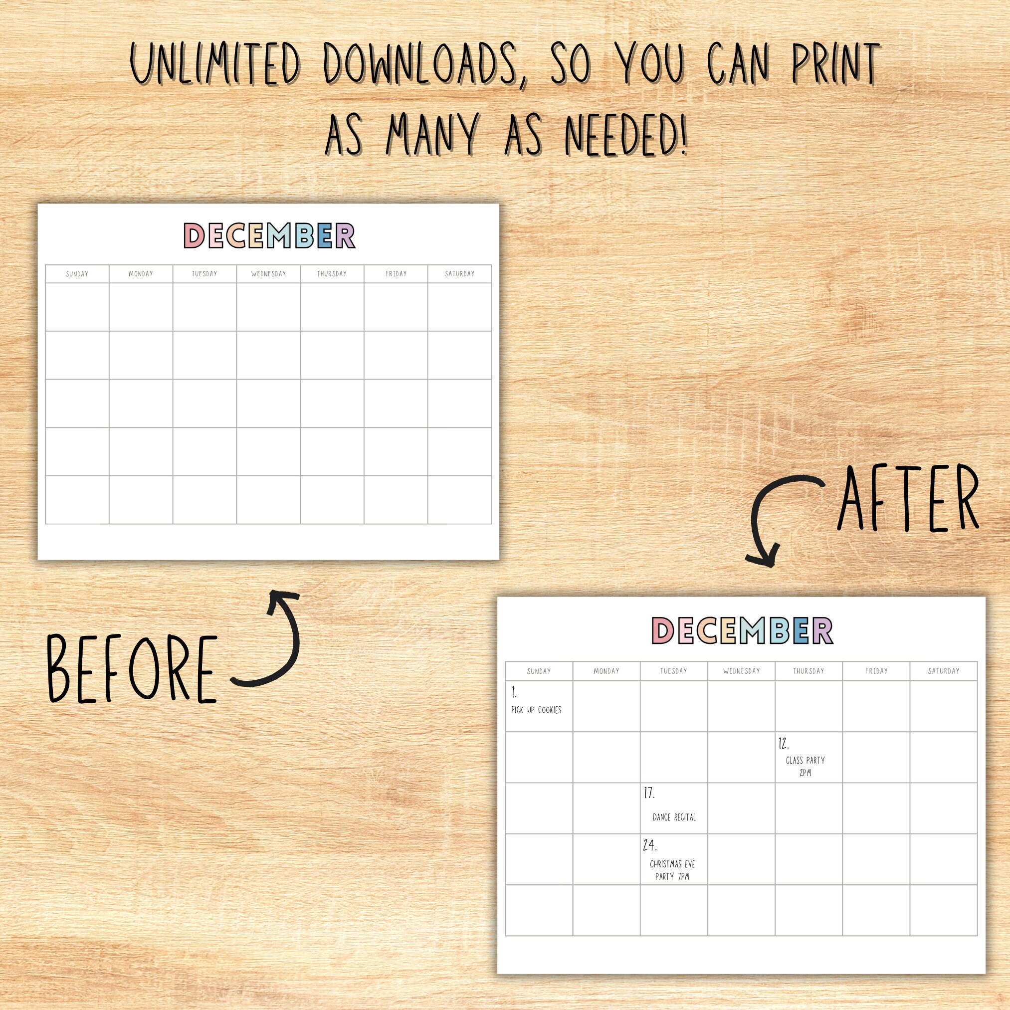 Calendar Template | Simple Calendar | 2024 Calendar | Printable ...