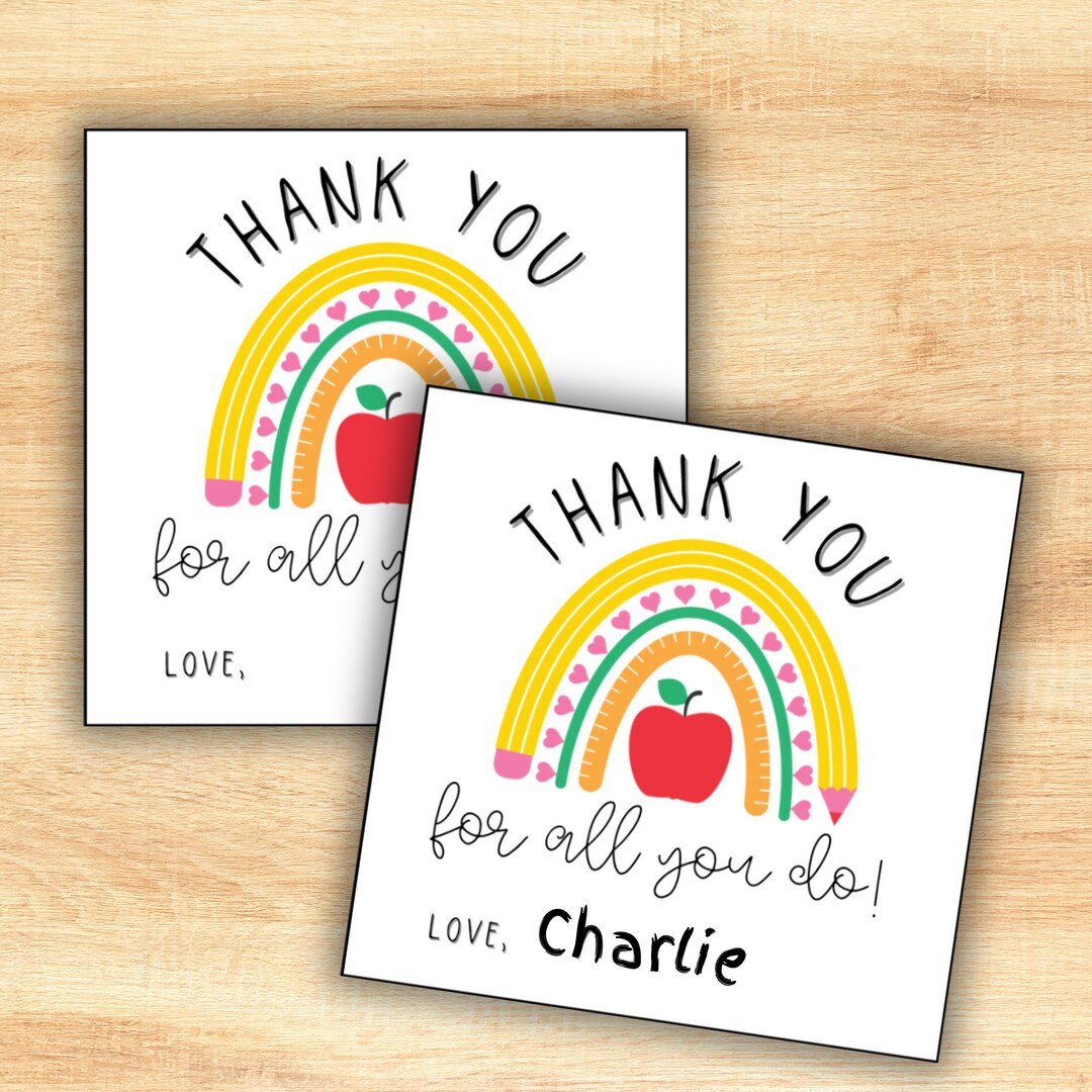 Rainbow Gift Tags | Teacher Gift, Principal Gift, PTO Thank You Tags ...