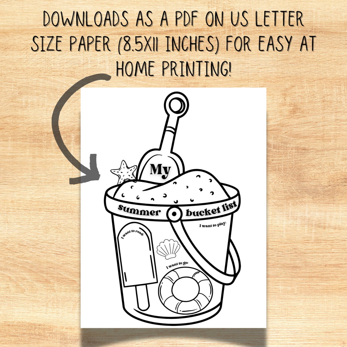 Printable Summer Bucket List | Bucket Coloring Page | Summer Printable ...