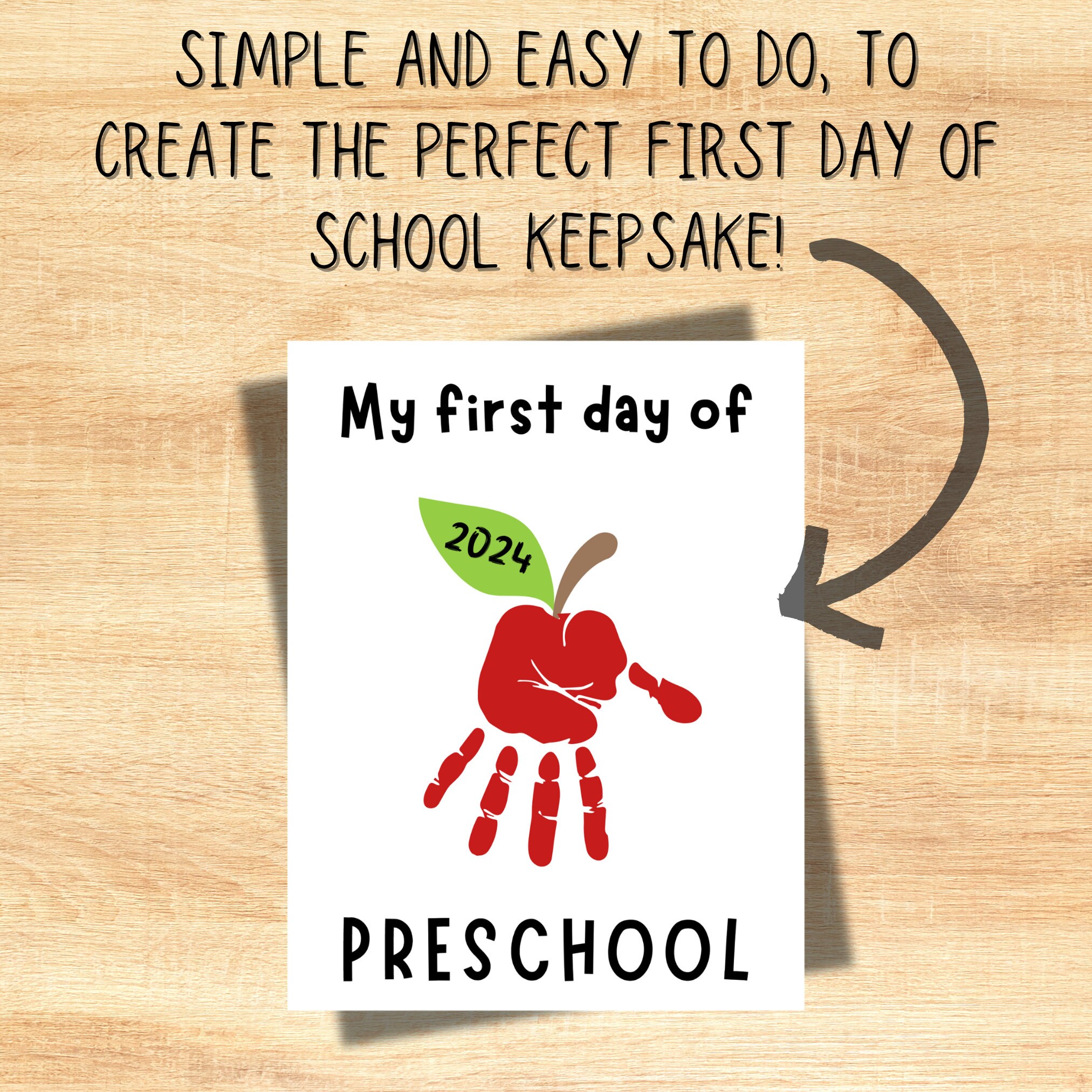 First Day of School Handprint Art | Apple Handprint Preschool Sign ...