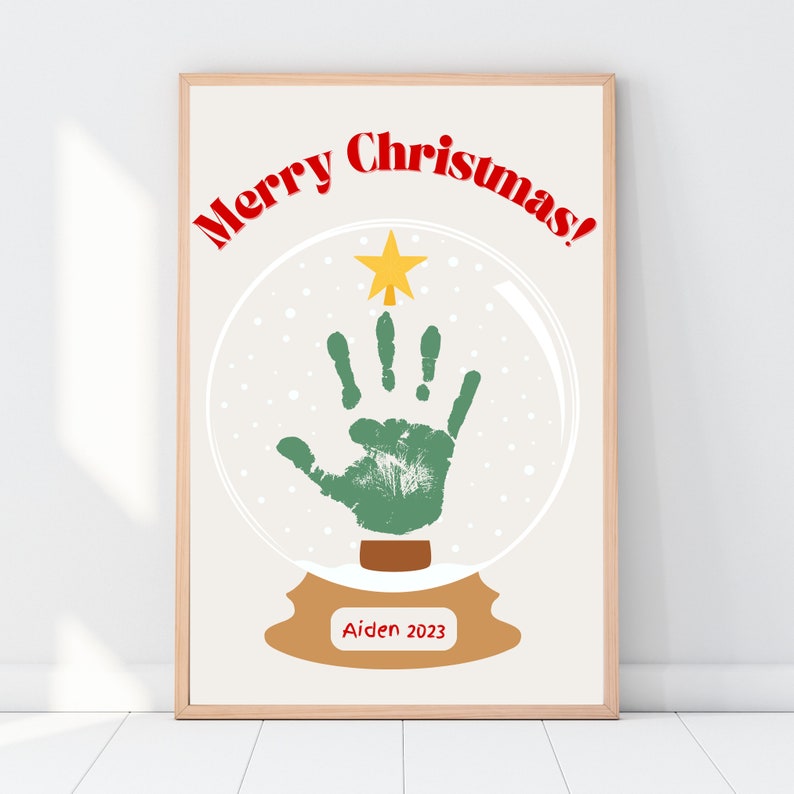 Christmas Handprint Gift | Snow Globe Template | Winter Snow Globe ...