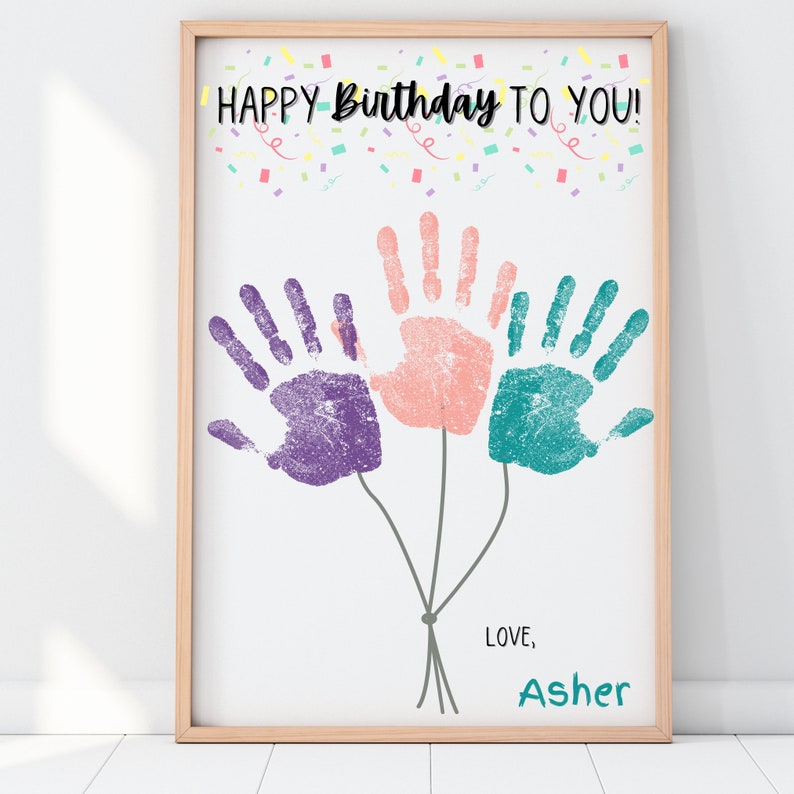 Happy Birthday Handprint Art | Custom Birthday Gift | Handprint ...