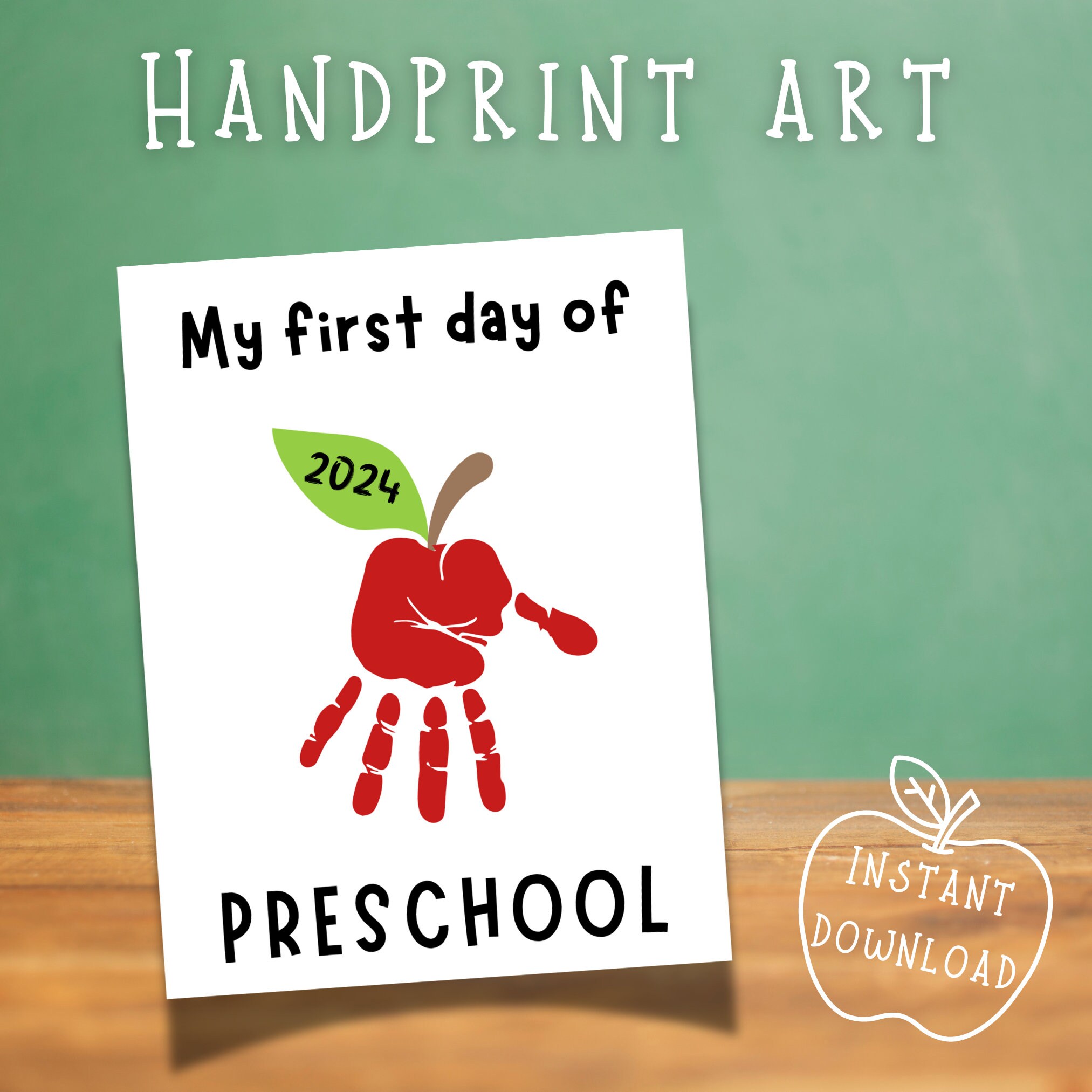 First Day of School Handprint Art | Apple Handprint Preschool Sign ...