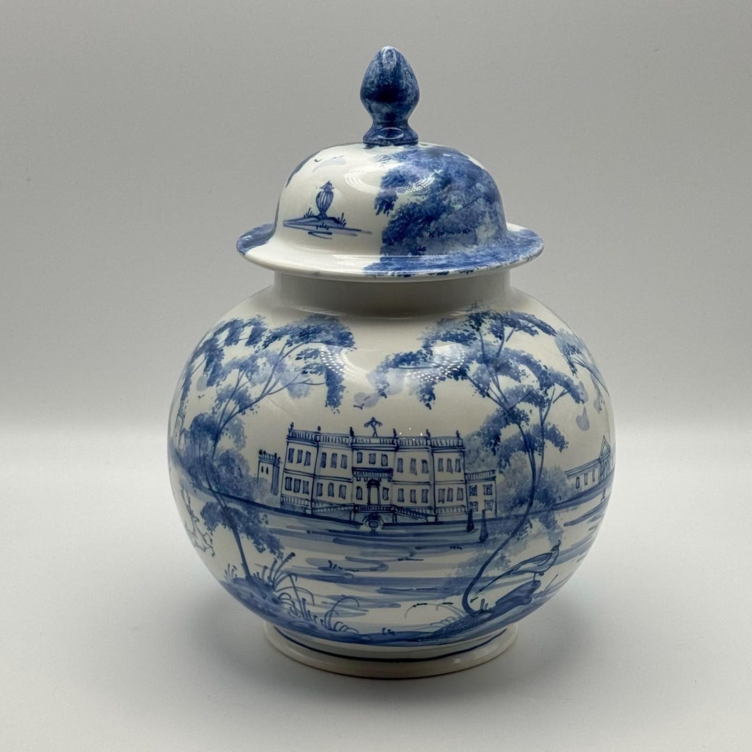 Deborah Sears Isis Ceramics Blue & White Ginger Jar English Garden ...