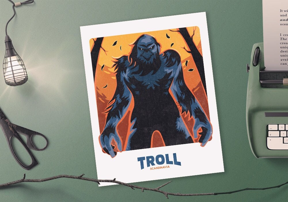 Troll Travel Poster - Scandinavia - Trolls - Monster Prints ...