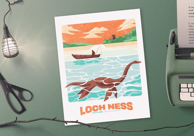 Loch Ness Travel Poster - Nessie - Loch Ness - Monster Prints ...