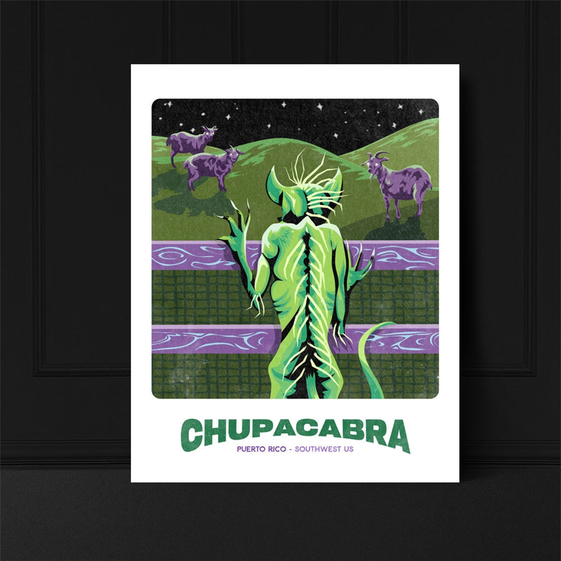 Chupacabra Travel Poster - Scary Print - Chupacabra - Monster Prints ...
