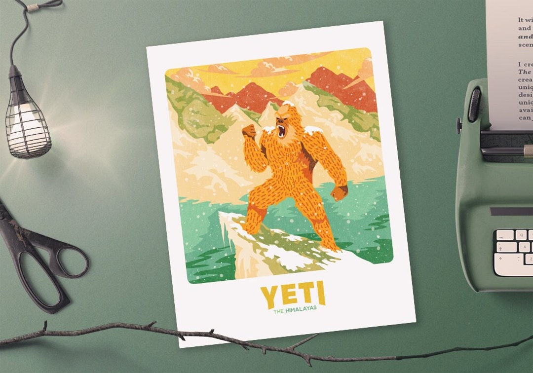 Yeti Travel Poster - the Himalayas Yeti - Yeti - Monster Prints ...