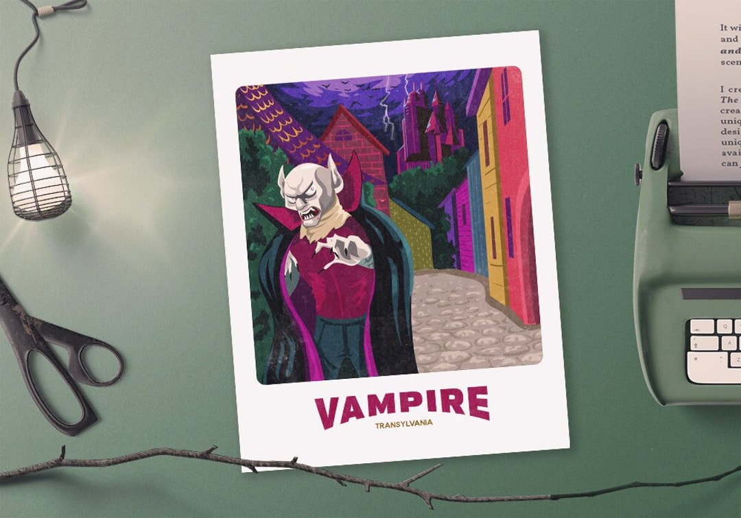 Vampire Travel Poster - Transylvania - Vampires - Monster Prints ...