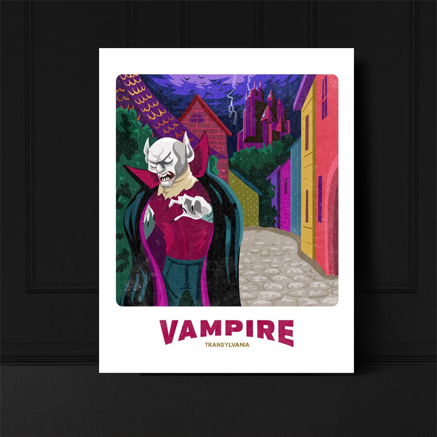 Vampire Travel Poster - Transylvania - Vampires - Monster Prints ...
