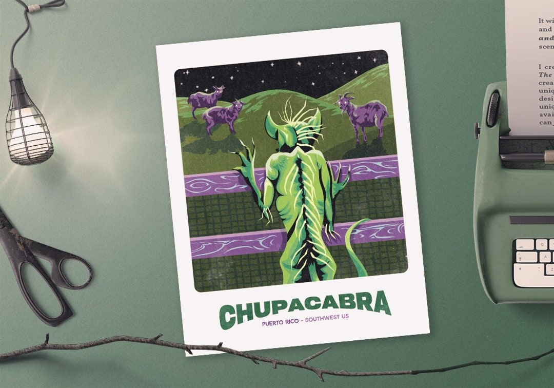Chupacabra Travel Poster - Scary Print - Chupacabra - Monster Prints ...