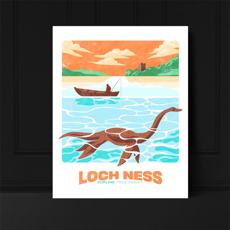 Loch Ness Travel Poster Nessie Loch Ness Monster Prints Cryptozoology Cryptids Unique Gifts ...