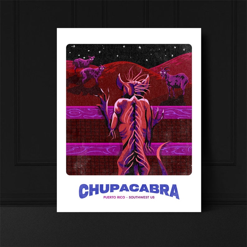 Chupacabra Travel Poster - Chupacabra - Scary Print - Monster Prints ...
