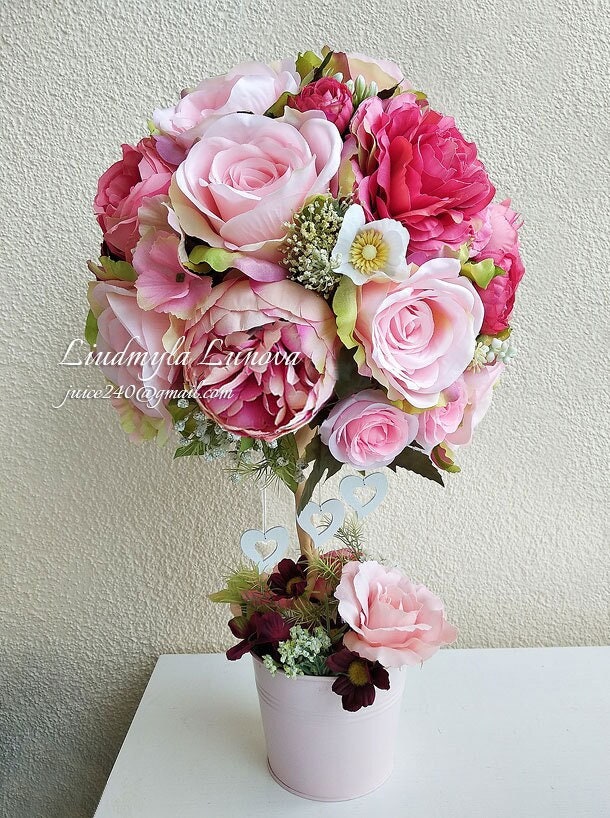 FLOWER Topiary, Topiarytree, Pinkflowers, Rosestopiary, Mothersday - Etsy