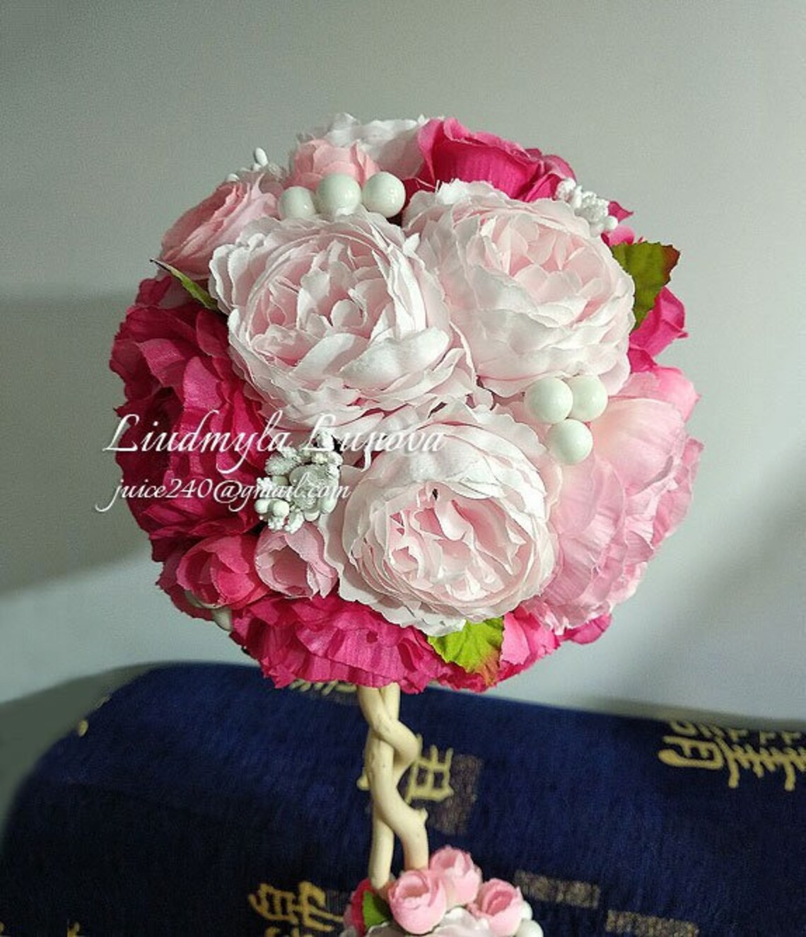 Hand Made Crafts, Topiary Tree, Pink Flowers, Roses Topiary Mothers ...