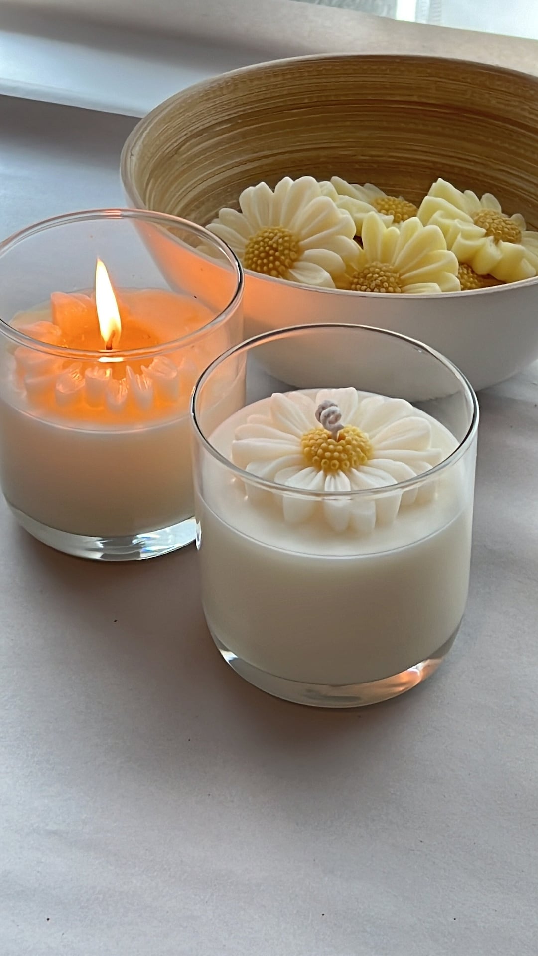 Daisy Flowers Scented Candle, Coffee Table Decor, Decorative Candle ...