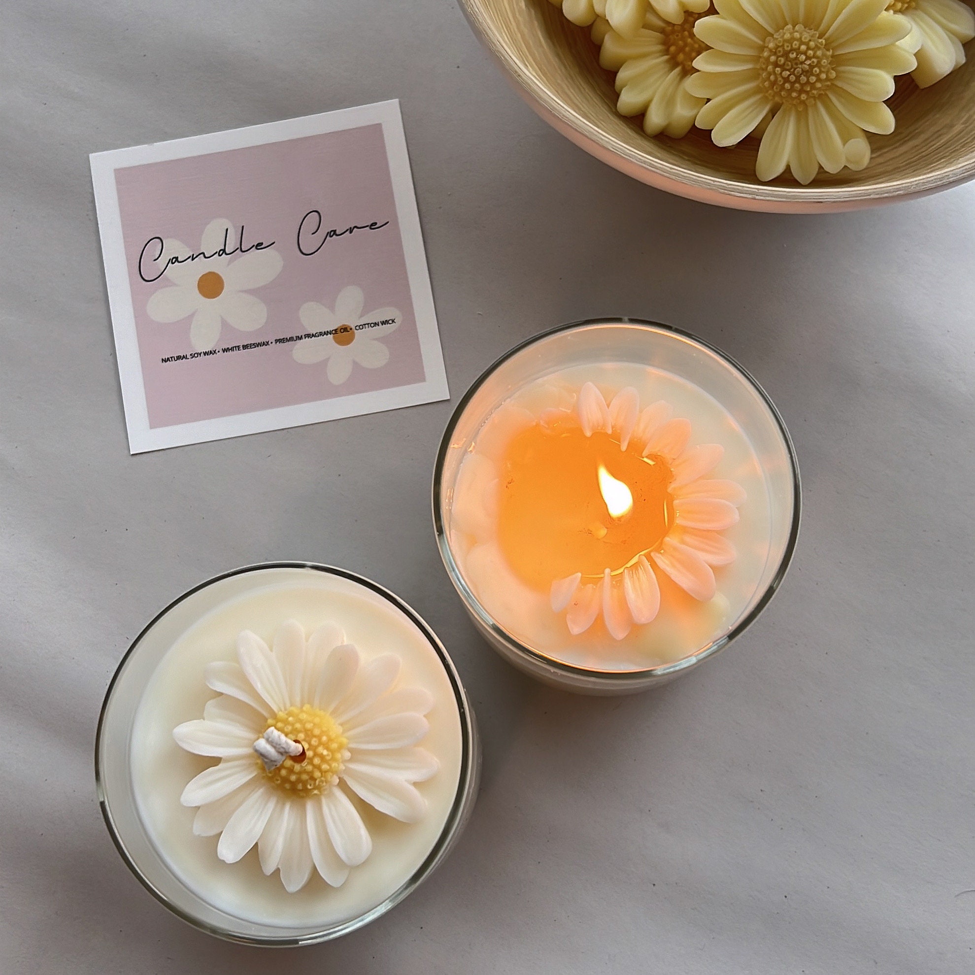 Daisy Flowers Scented Candle, Coffee Table Decor, Decorative Candle ...