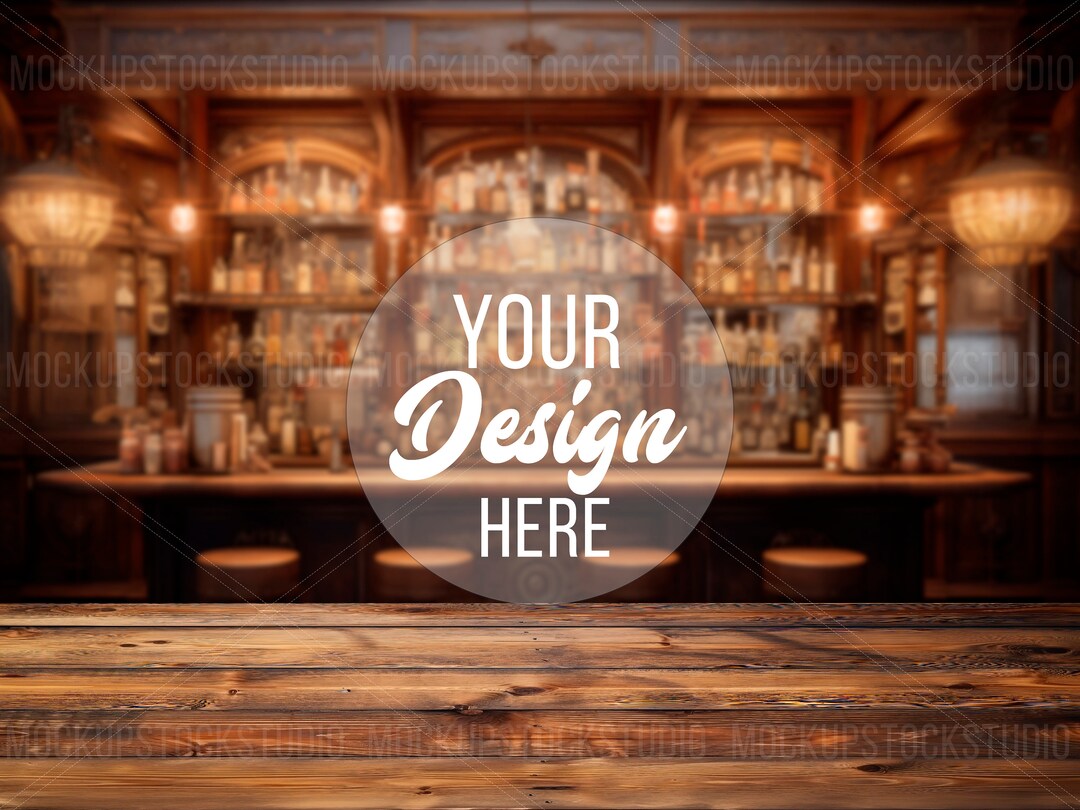 Bar Counter Background Mockup, Pub Table Mockup for Product, Pub ...