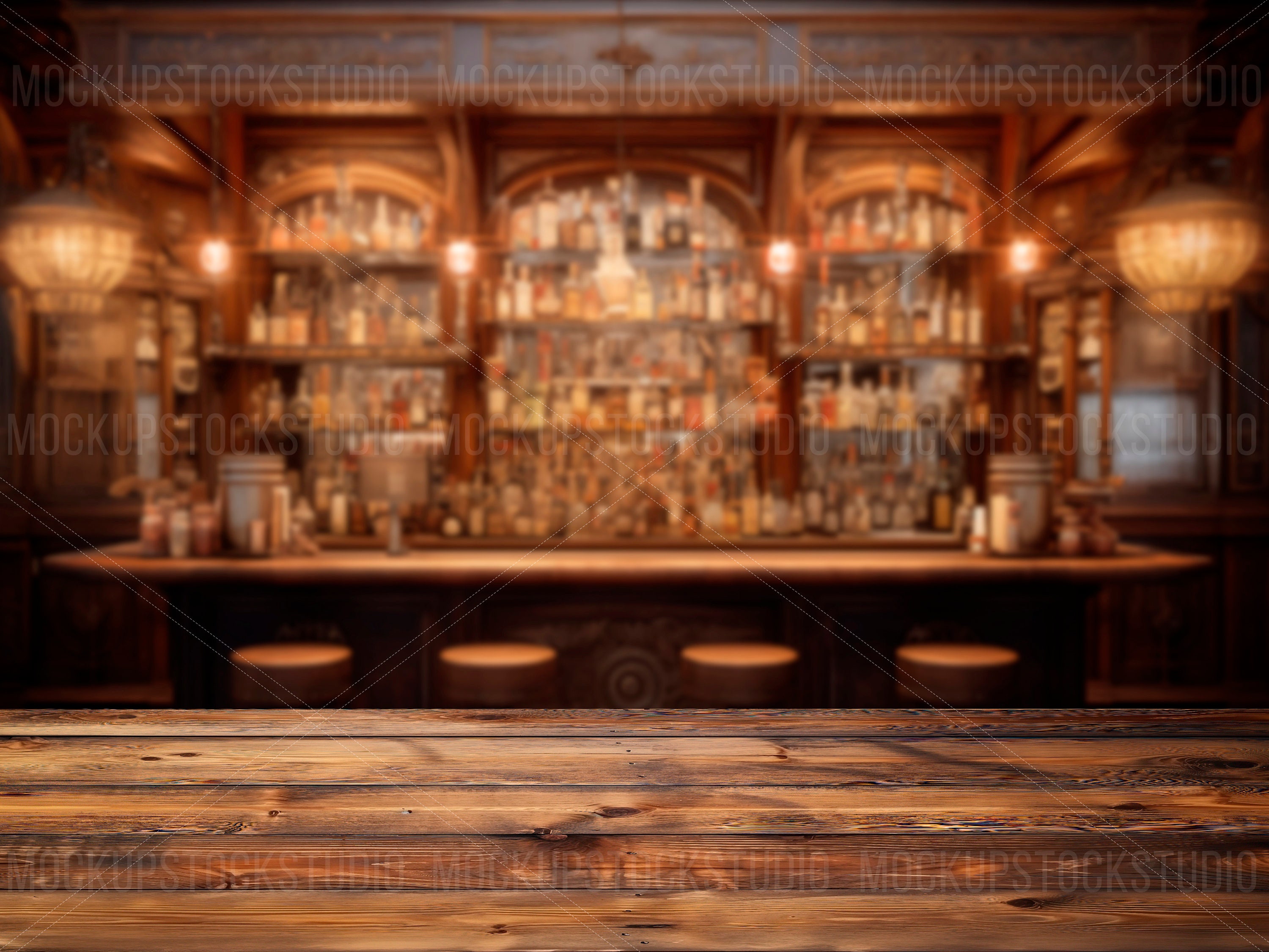 Bar Counter Background Mockup, Pub Table Mockup for Product, Pub ...