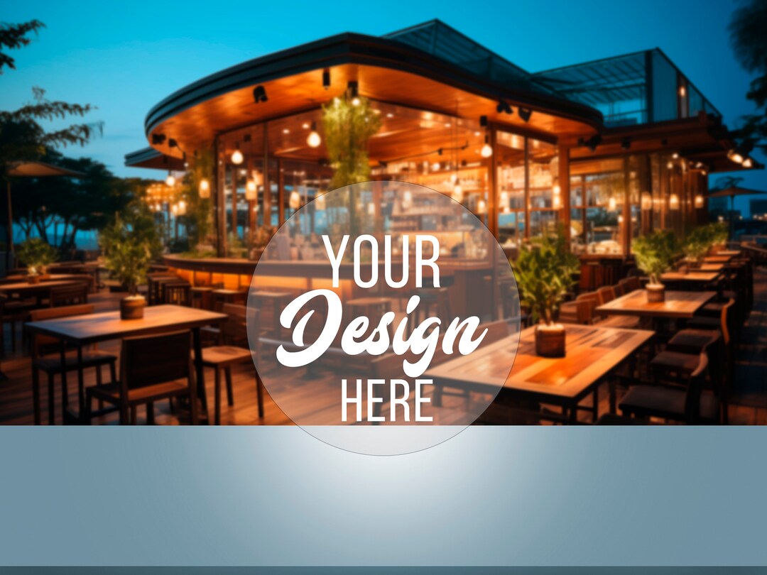 Rooftop Bar Background Mockup, Restaurant Table Mockup, Bar Backdrop ...