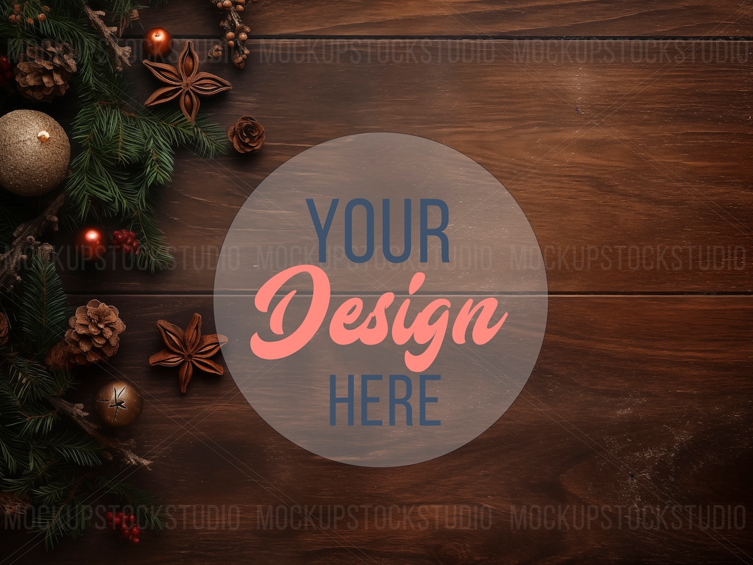 Mockup Christmas, Wooden Mockups Christmas Party, Flat Mockup for ...