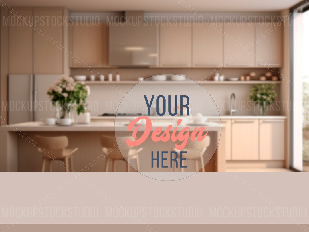 Kitchen Background Mockup, Table Mockup for Product, Brown Beige ...