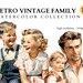 Retro and Vintage Family Watercolor Clipart - 1950s Clip Art, Retro ...