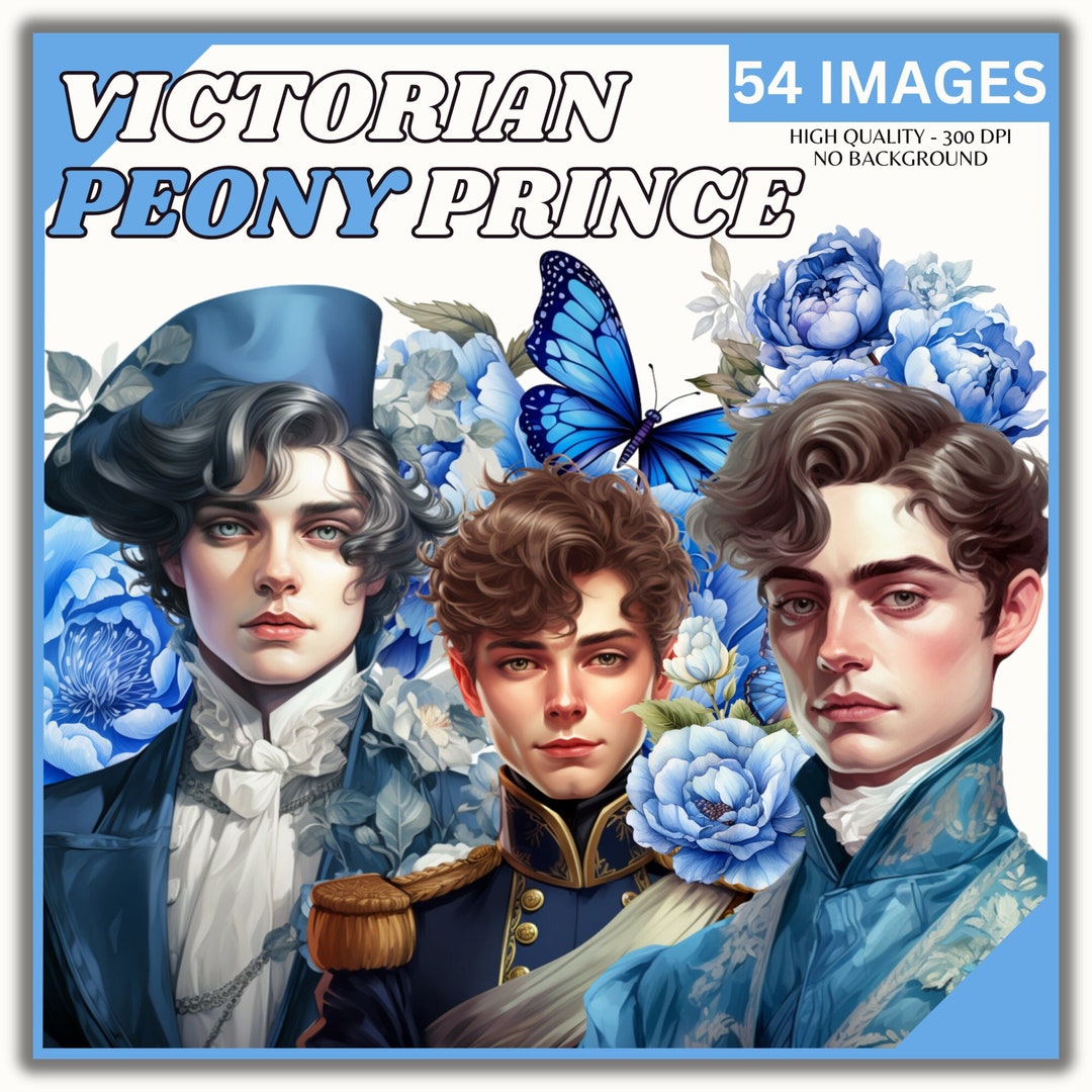 Victorian Prince Clipart: Watercolor Peonies, Scrapbooking Pngs (54 ...