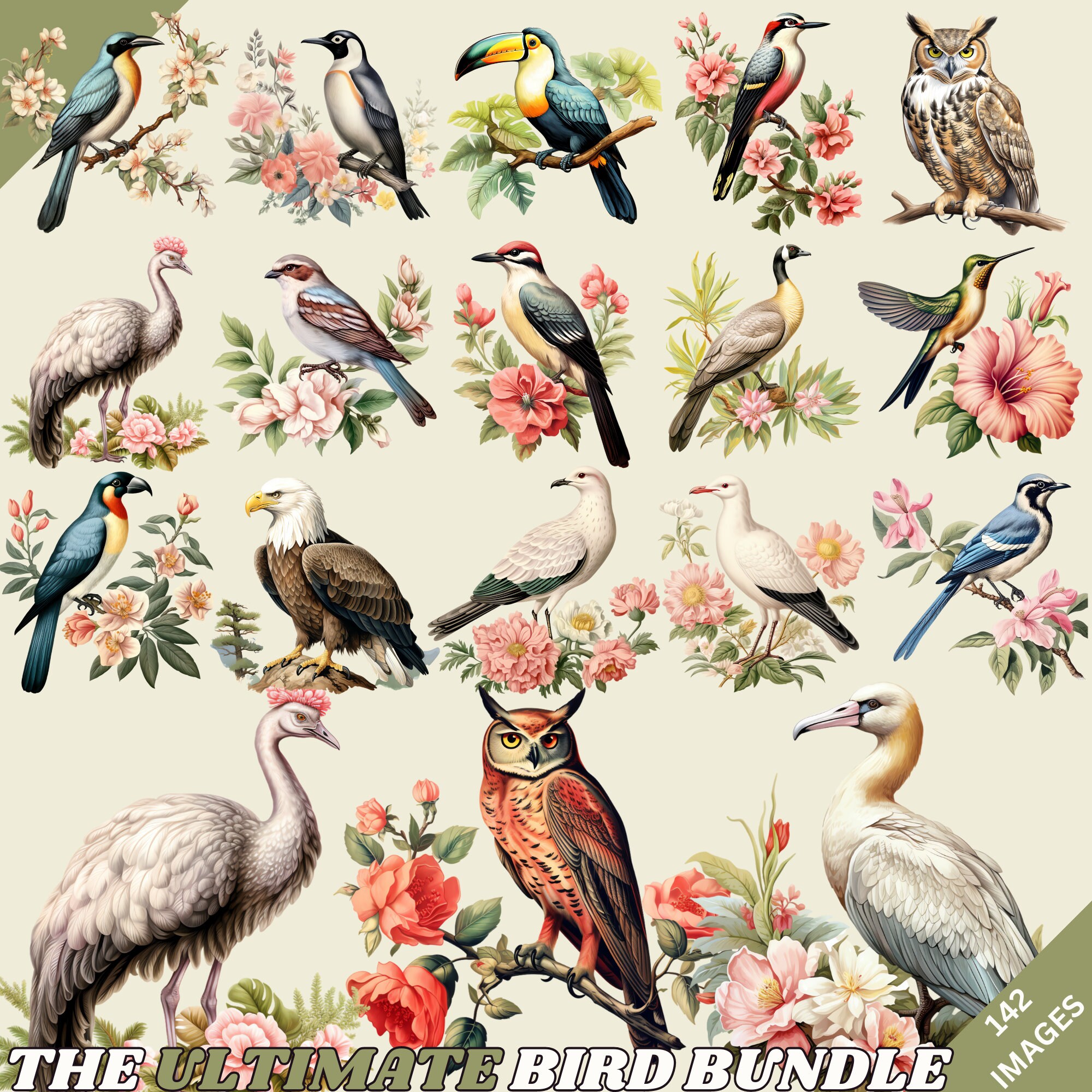 The Ultimate Bird Clipart Bundle 142 Watercolor Birds Clip - Etsy