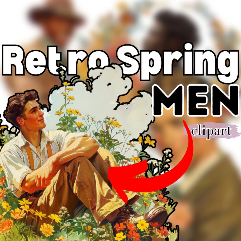 Retro Spring Men Clipart Vintage 1950s Fashion Illustrations Printable ...