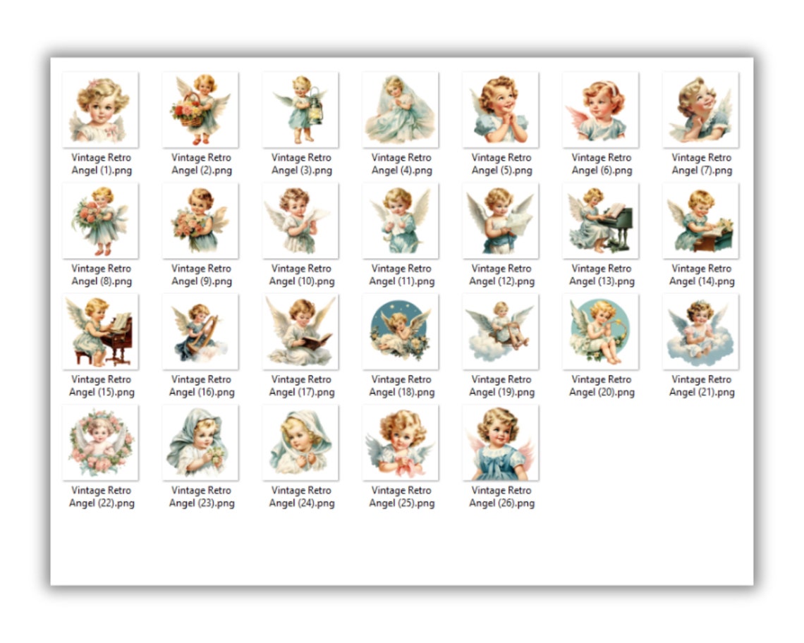 Retro Angel Clipart Vintage Angels Clip Art, Retro Girls Illustrations ...