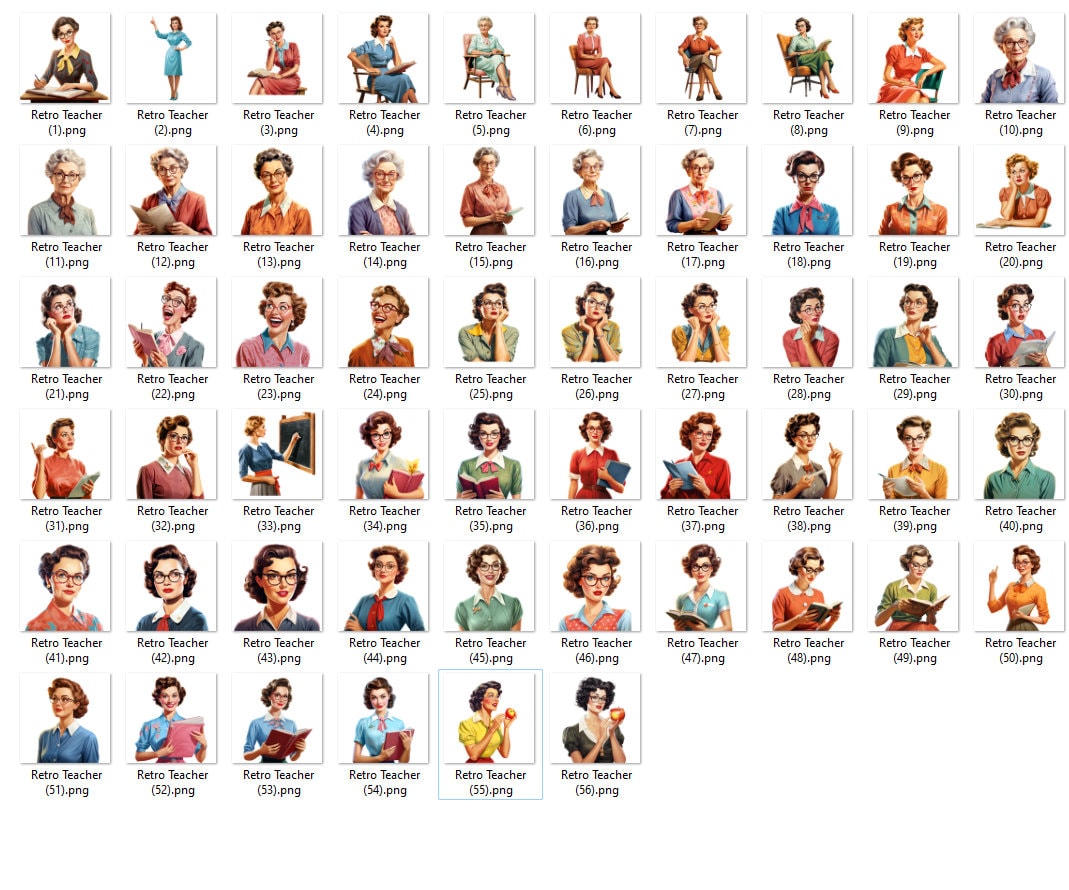 Retro Teacher Clipart 50s Vintage Old School Clip Art, Wwii, Teacher ...