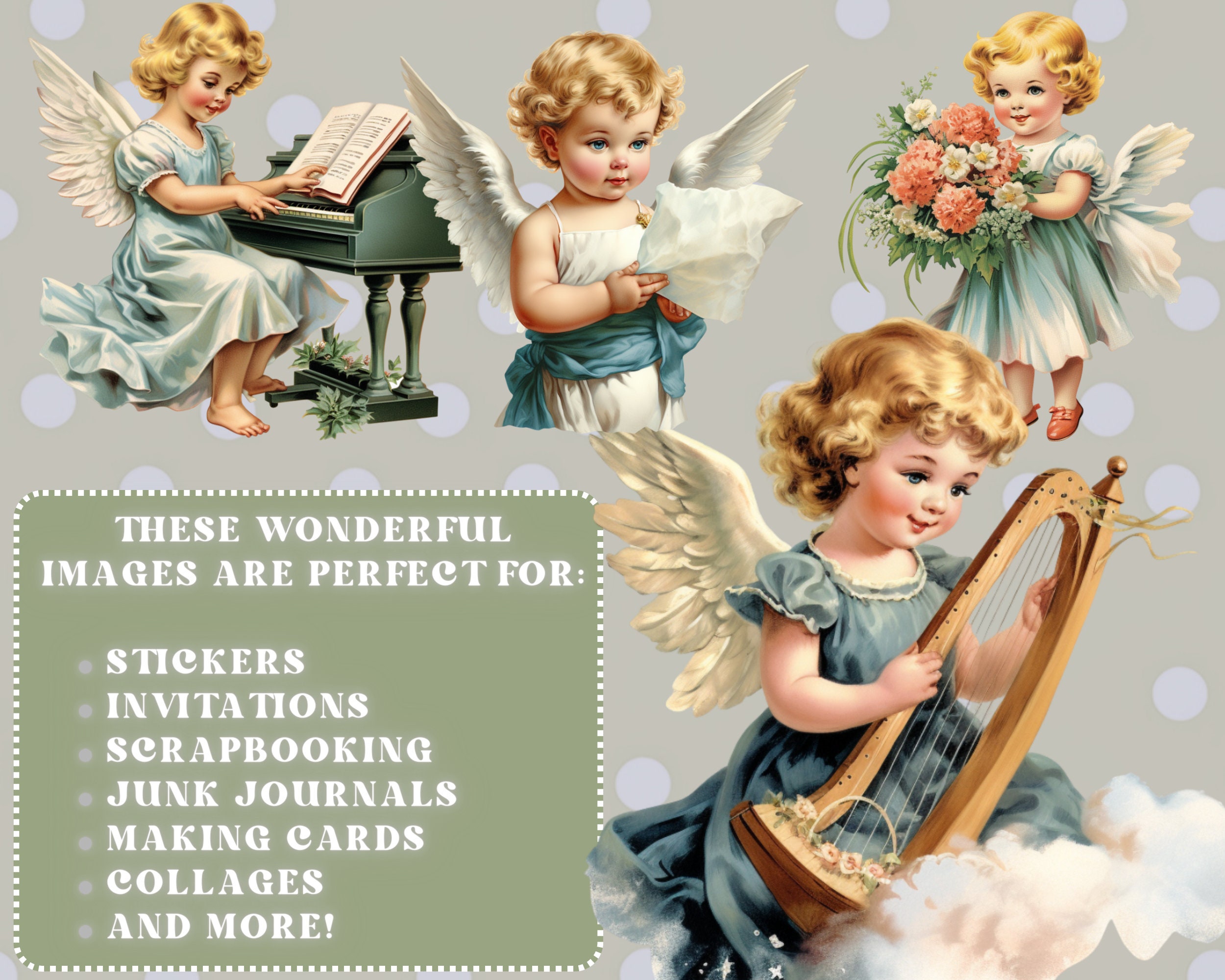 Retro Angel Clipart Vintage Angels Clip Art, Retro Girls Illustrations ...