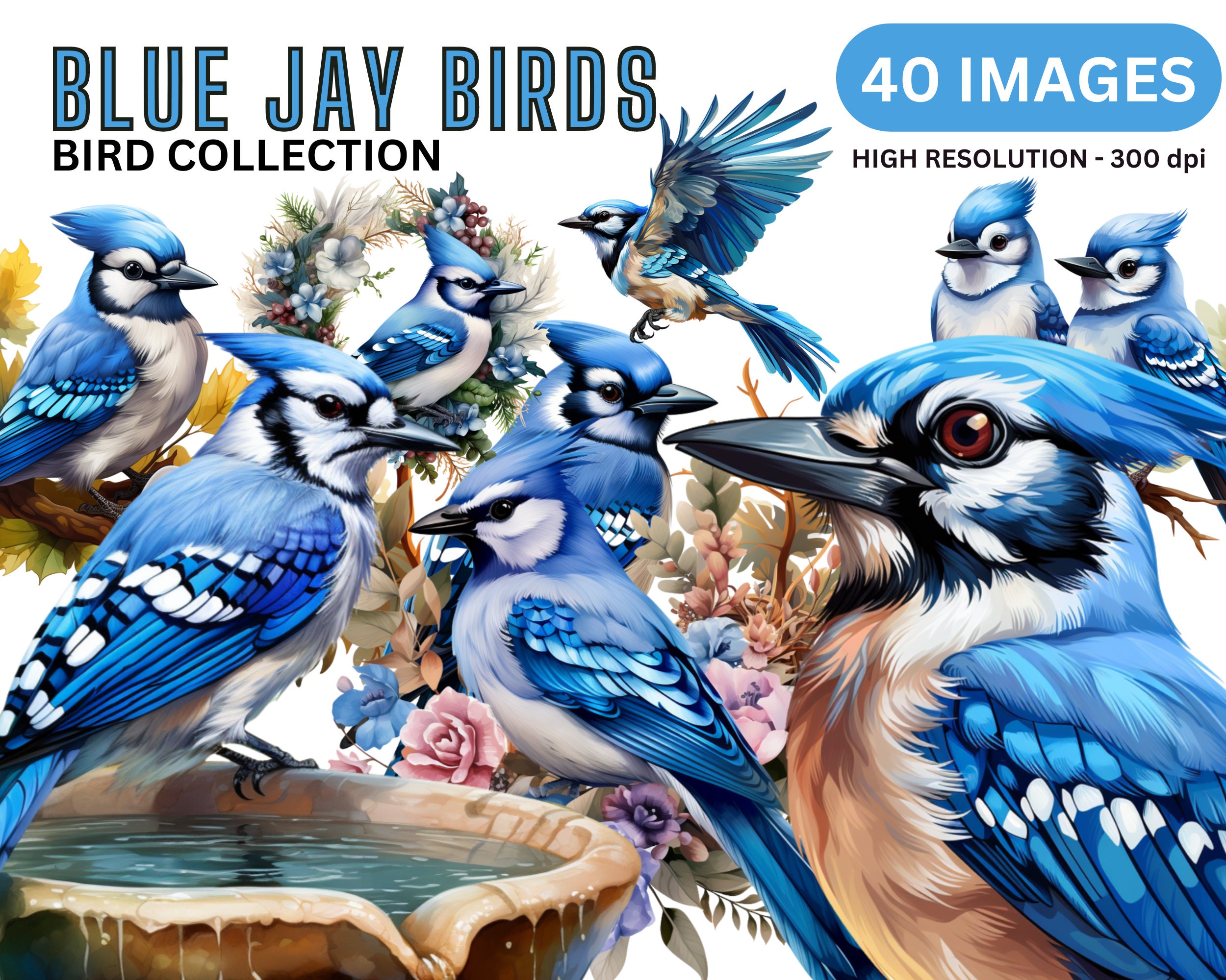 Blue Jay Bird Clipart Watercolor Blue Jay Birds Clip Art, Bird Nests ...