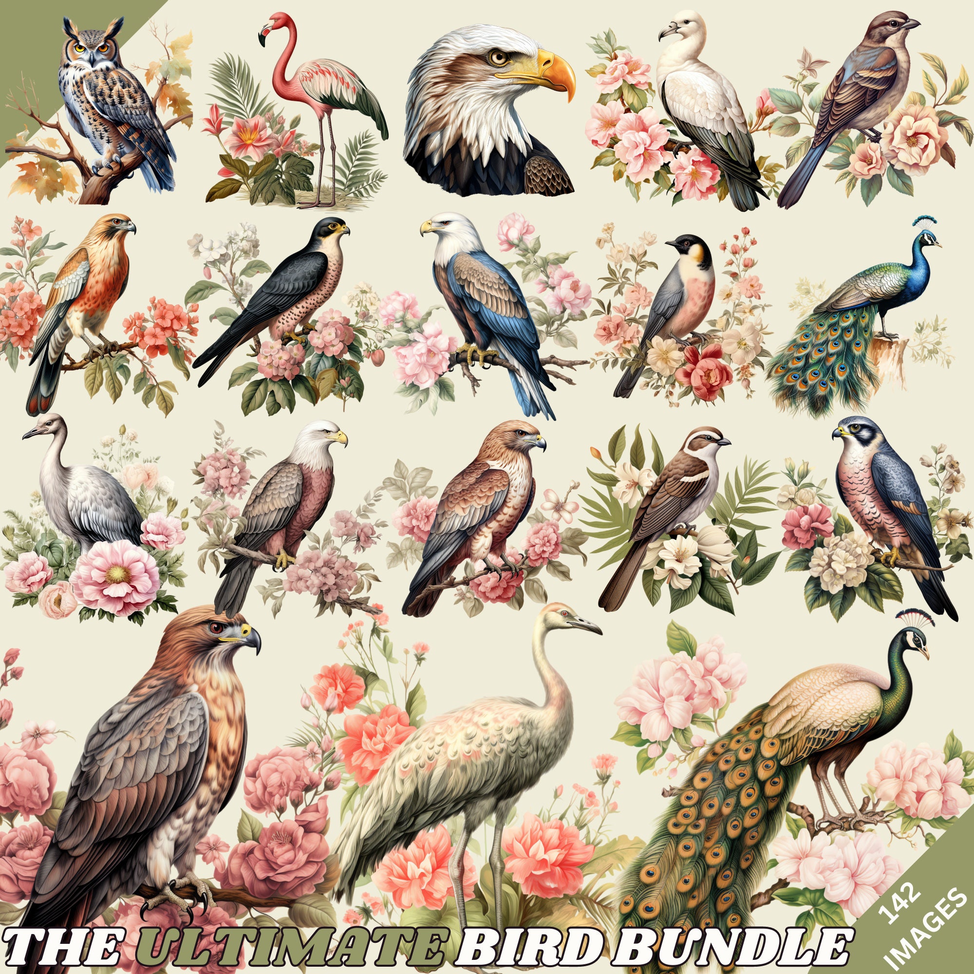 The Ultimate Bird Clipart Bundle 142 Watercolor Birds Clip Art, Red ...
