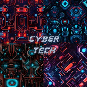 Cyberpunk Seamless Patterns: 40 Unique Tech Designs (digital Download ...