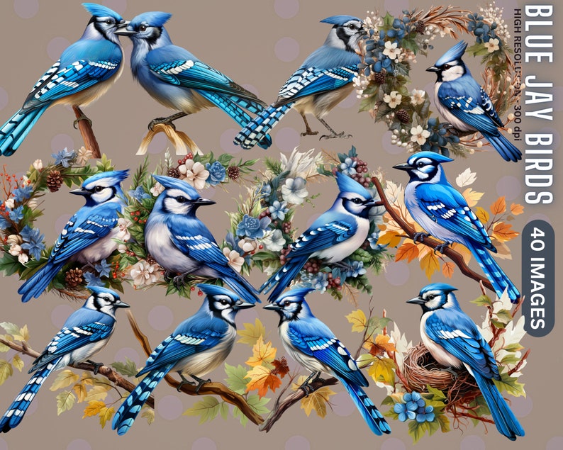 Blue Jay Bird Clipart Watercolor Blue Jay Birds Clip Art, Bird Nests ...