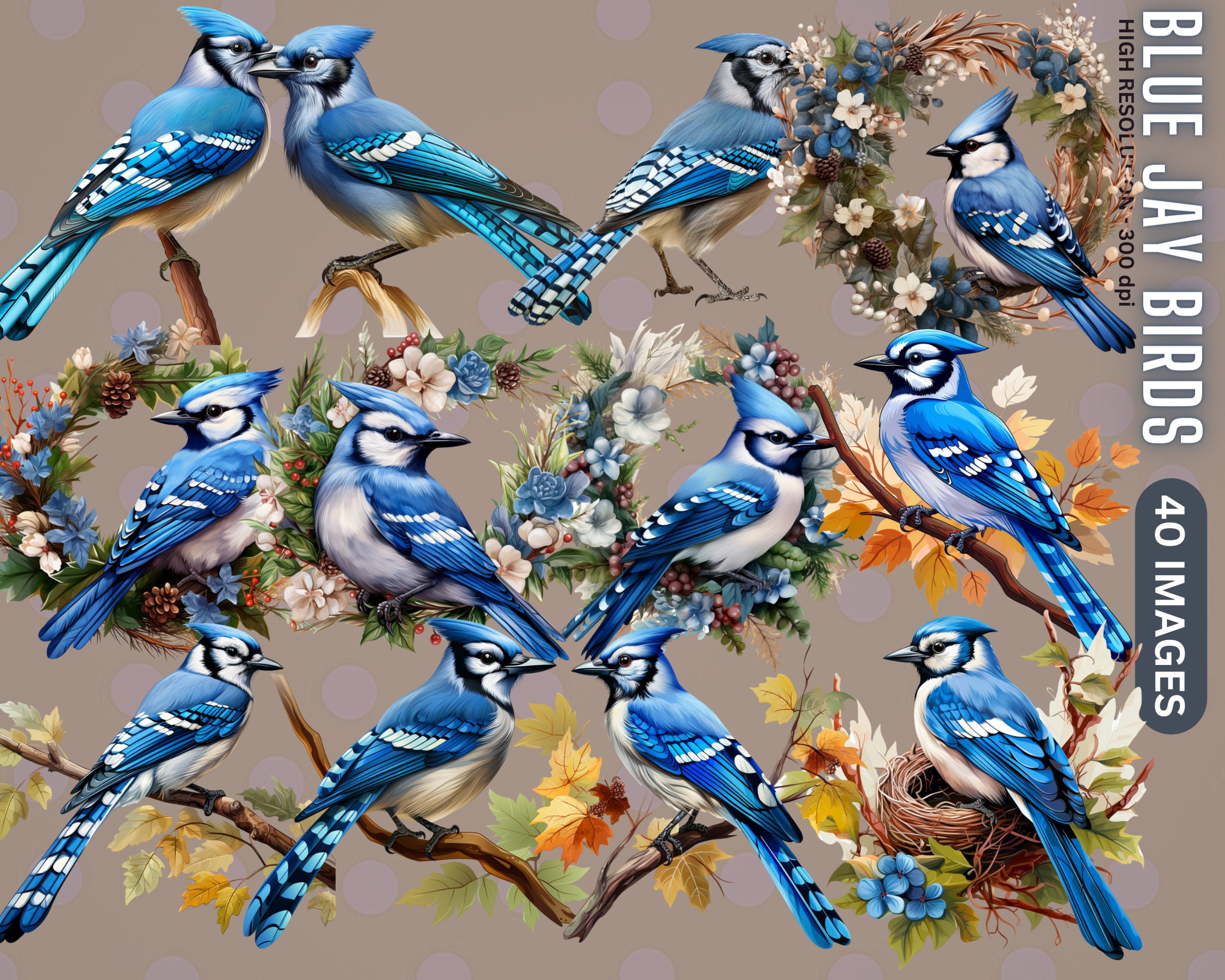Blue Jay Bird Clipart Watercolor Blue Jay Birds Clip Art, Bird Nests ...