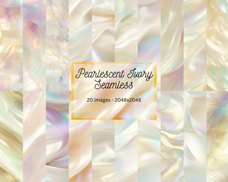 Pearlescent Ivory Seamless Textures: Mother of Pearl Shimmer (digital ...